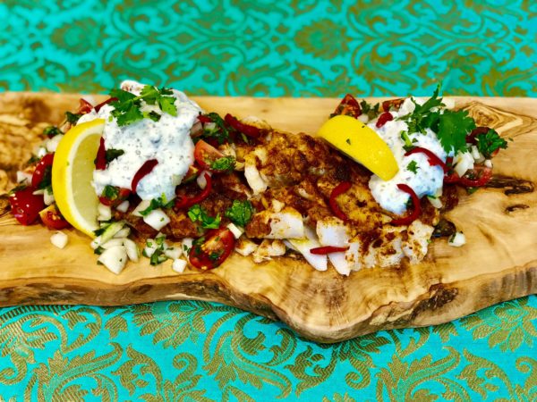 Tandoori Cod Loin with Tomato Salad and Mint Raita - The Food Beaver